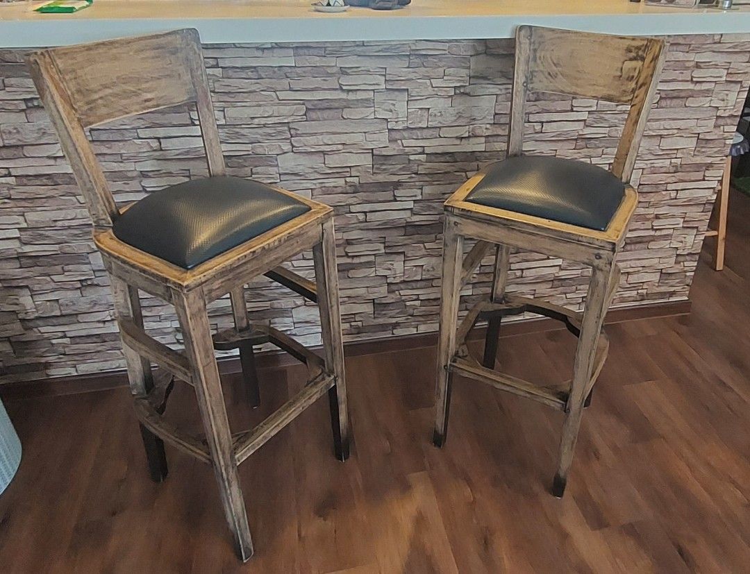 Vintage Retro Bar chairs (Pair), Furniture & Home Living, Furniture ...