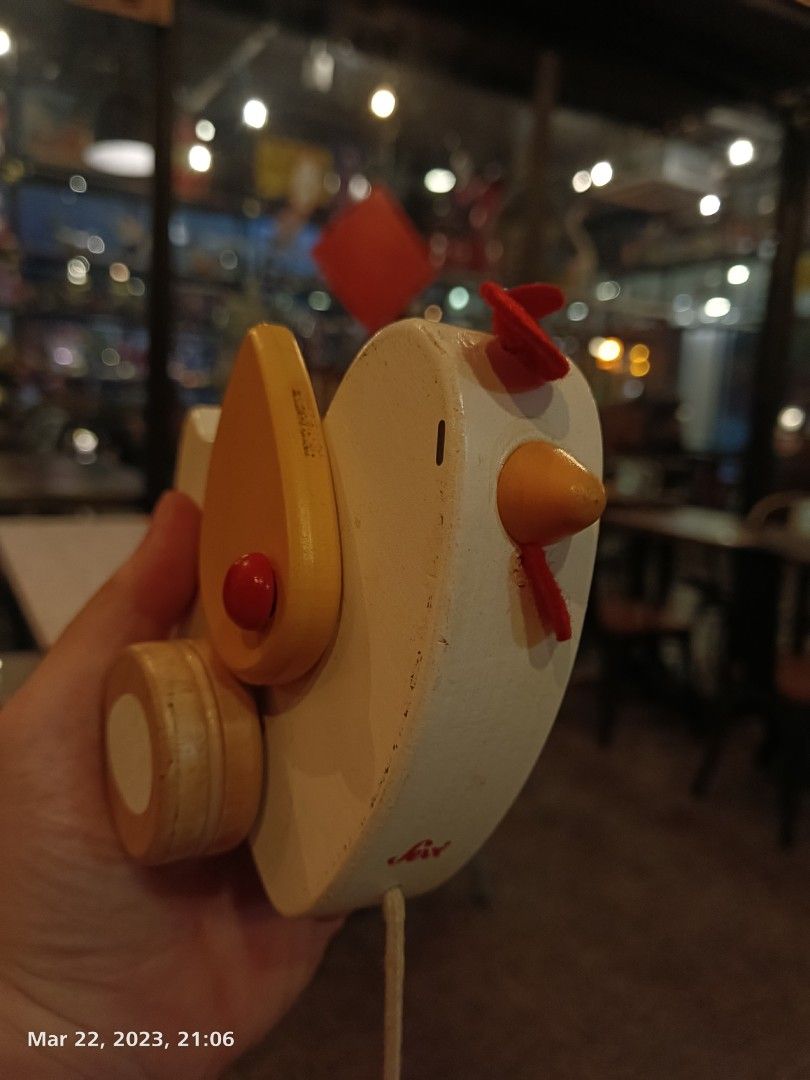 Vintage wooden pull toy chicken, Babies & Kids, Infant Playtime on ...