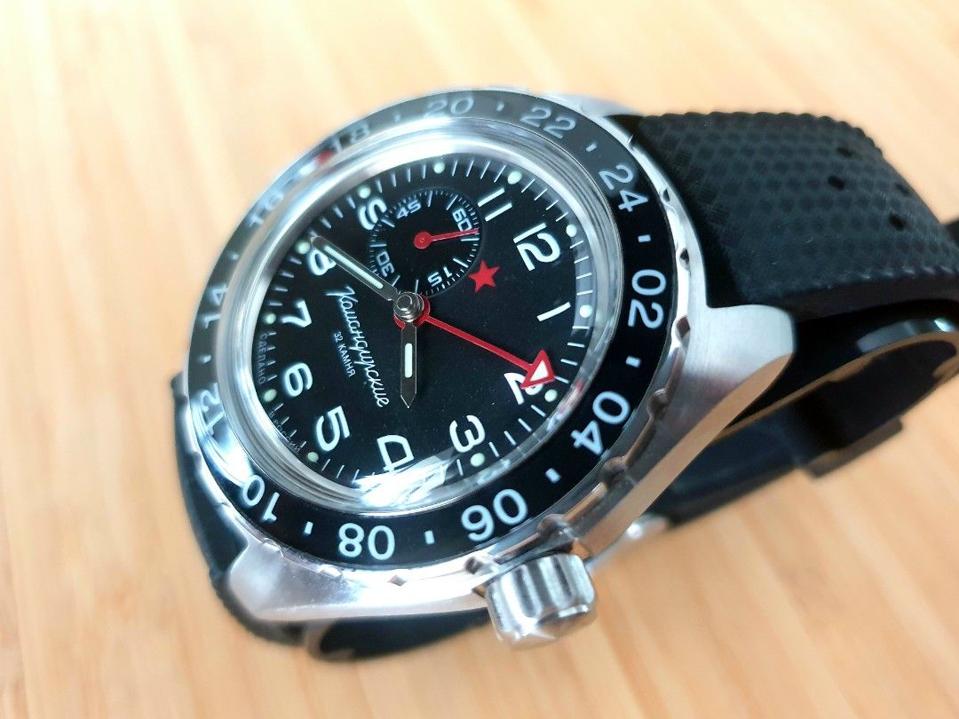 Vostok Komandirskie Automatic Mechanical watch, 24 Hour Bezel. 2 Time ...