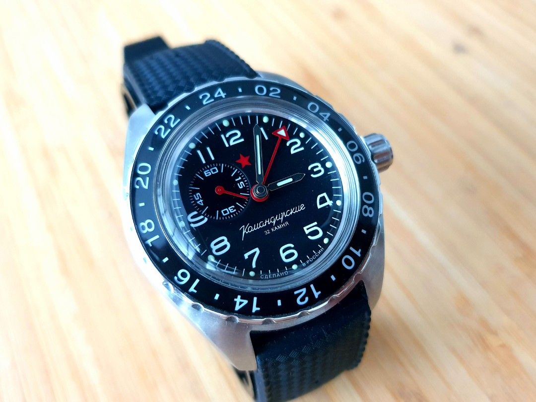 Vostok Komandirskie Automatic Mechanical watch, 24 Hour Bezel. 2 Time ...