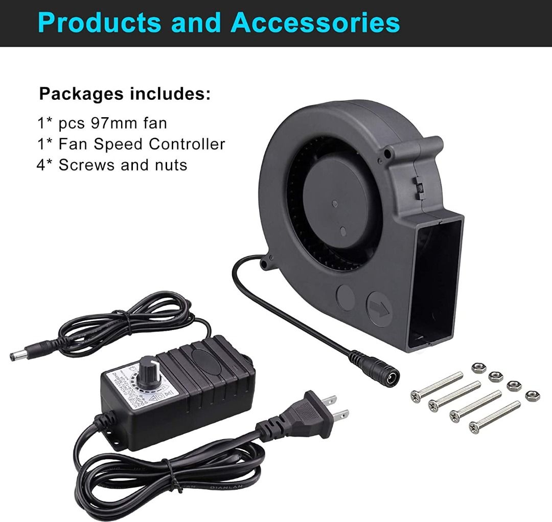Wathai 97 x 33 mm High Airflow 110V 220V AC Powered Variable Speed ...