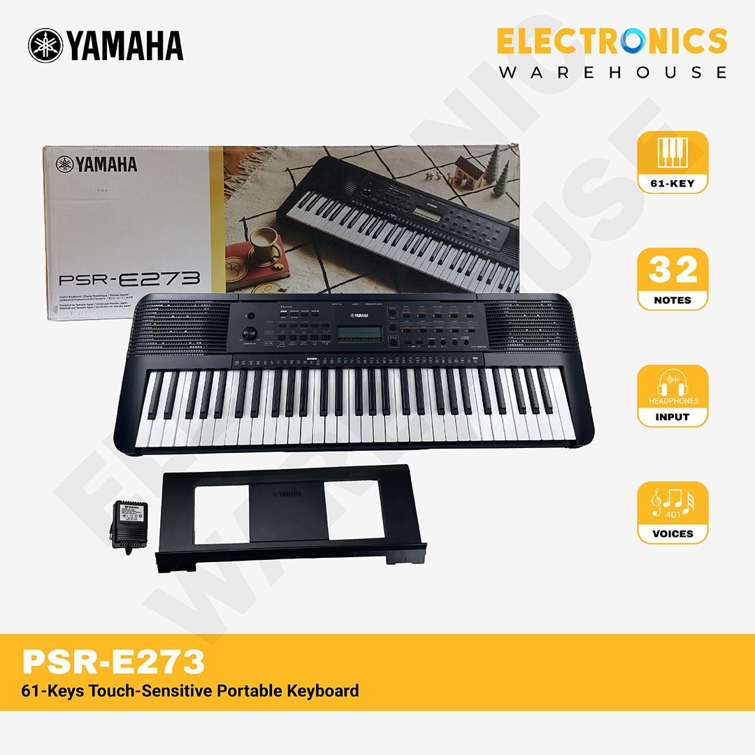 Yamaha PSR-E273 61-Key Portable Keyboard with Stand, Hobbies & Toys ...