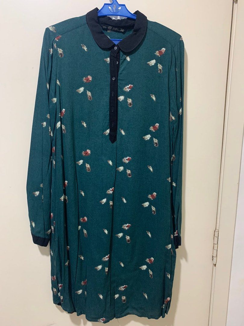 Zara Feather Print Shirt Dress on Carousell Zara Feather Print Shirt Dress on Carousell