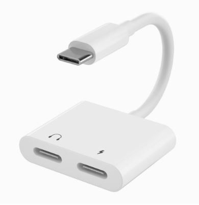 2 in 1 Audio Adapter Dual Type-C Adapter Digital Audio Support Headset ...