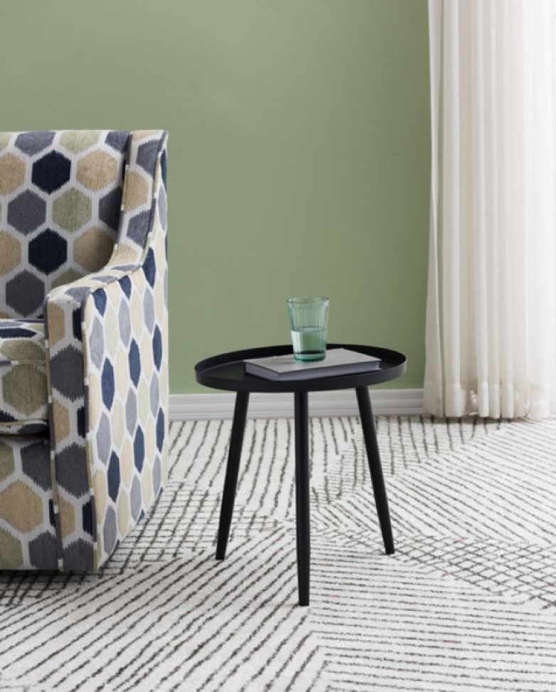 3-Legged Metal Side End Accent Table Round, Modern, Black, Furniture ...