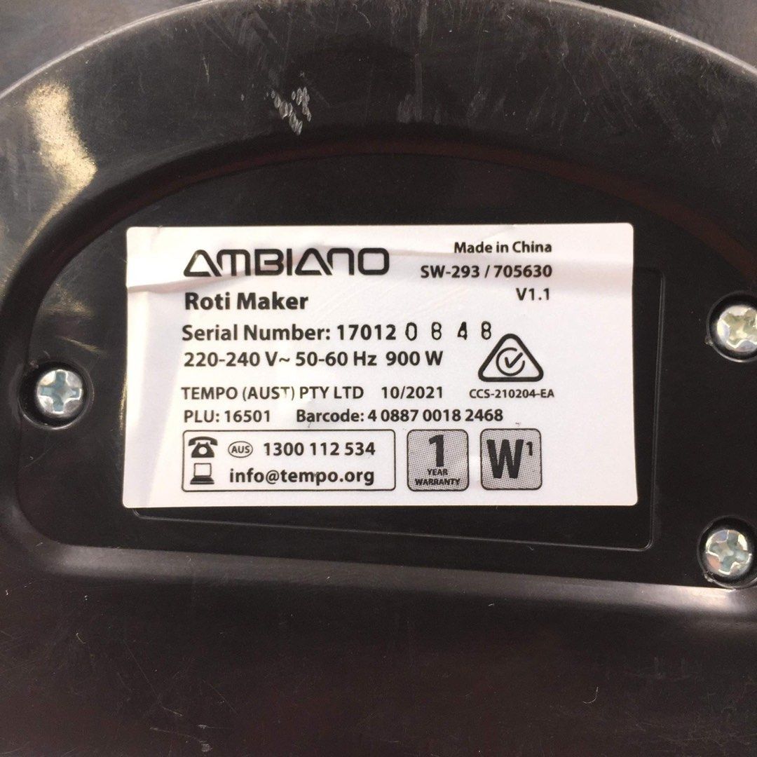 AMBIANO Roti Maker-220volts, TV & Home Appliances, Kitchen Appliances ...