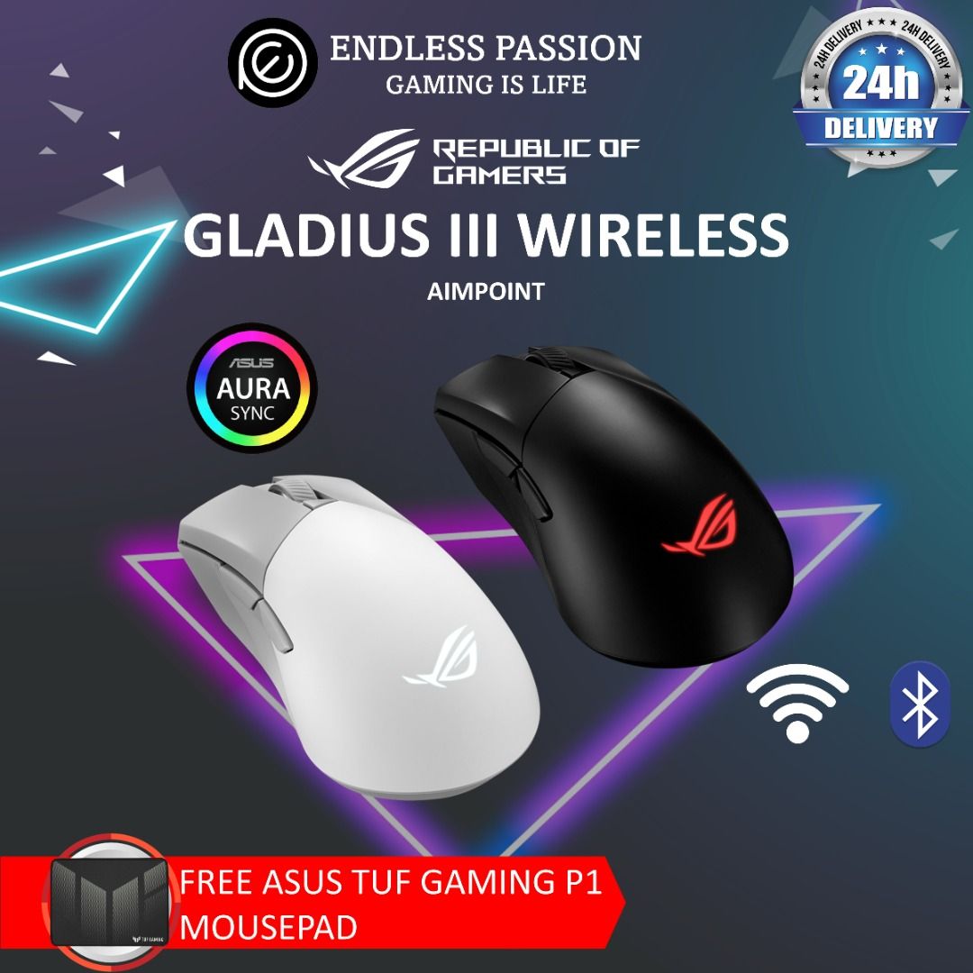 Asus ROG Gladius III Wireless AimPoint Gaming Mouse (Black / White), Computers & Tech, Parts ...