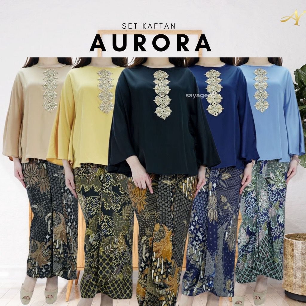 Aurora Mini Kaftan Pario Set (Mawar Set), Women's Fashion, Muslimah ...