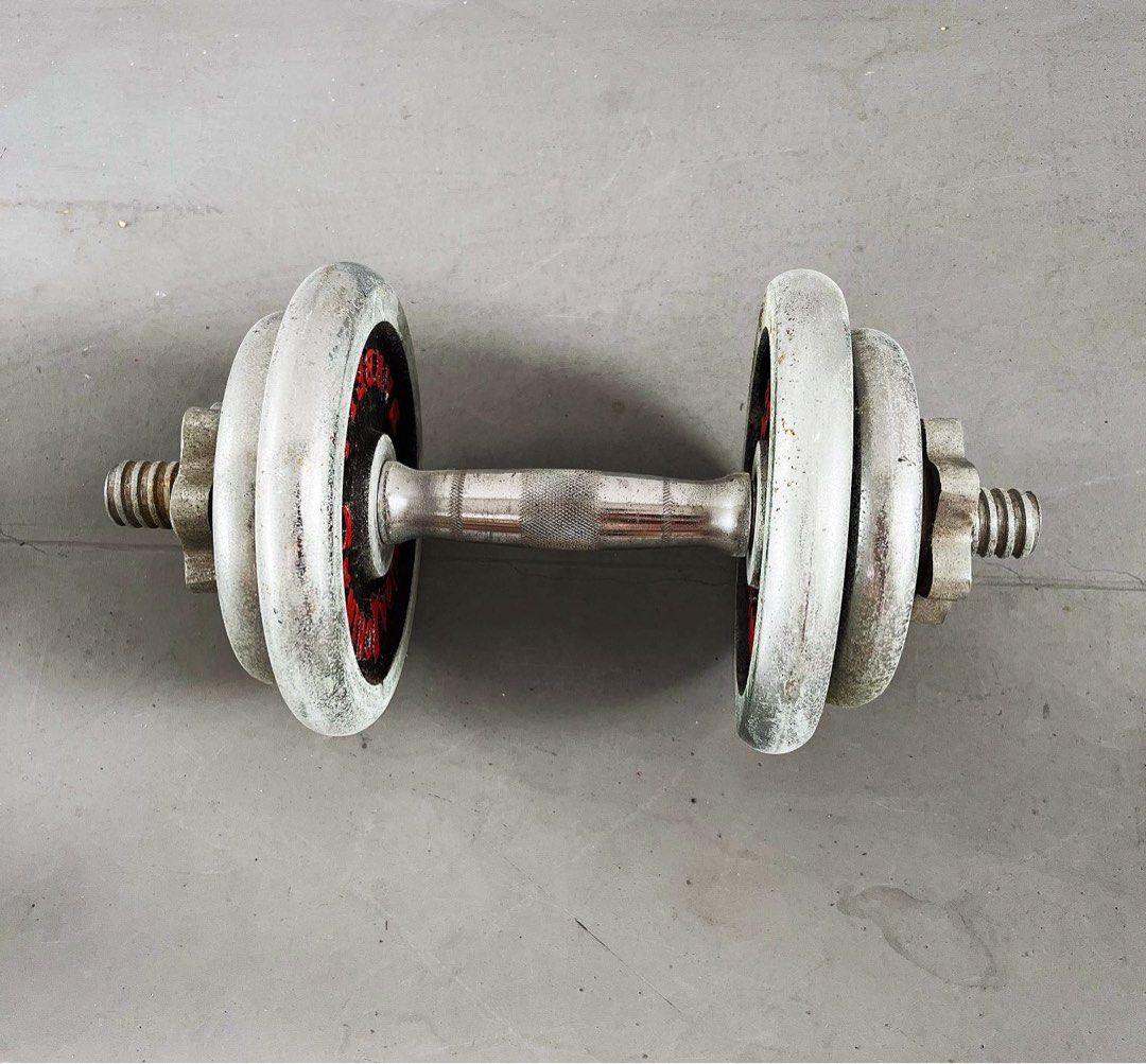 barbell with weights, Sports Equipment, Exercise & Fitness, Weights ...