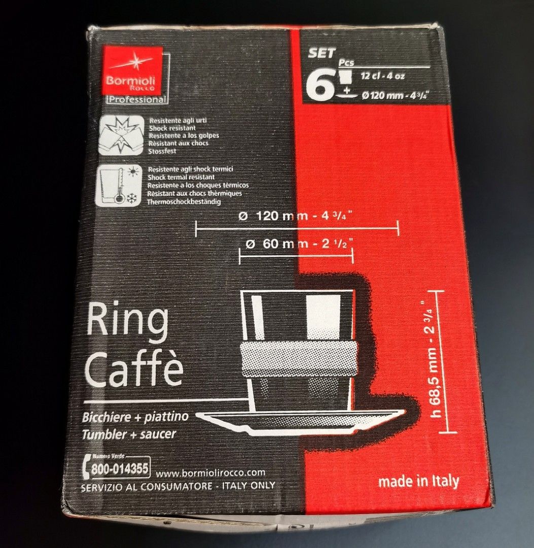 Bormioli Rocco 6 Sets Made in Italy Espresso Ring Caffé Tumbler ...