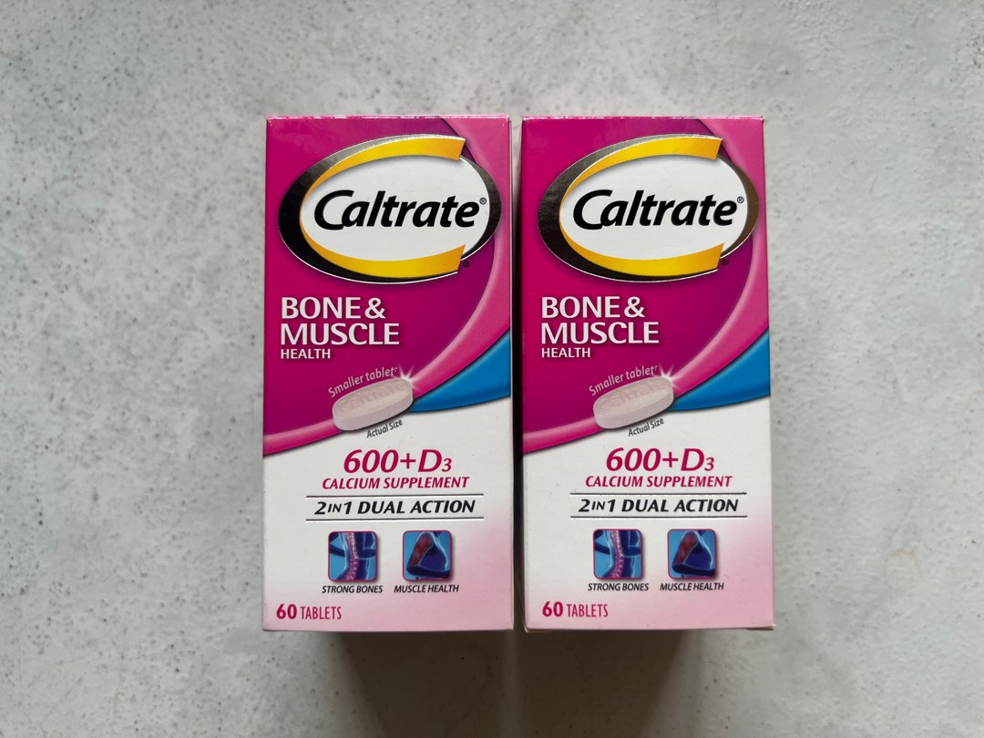 CALTRATE Bone & Muscle 600+D3 Calcium Supplement (60 Tablets), Health ...