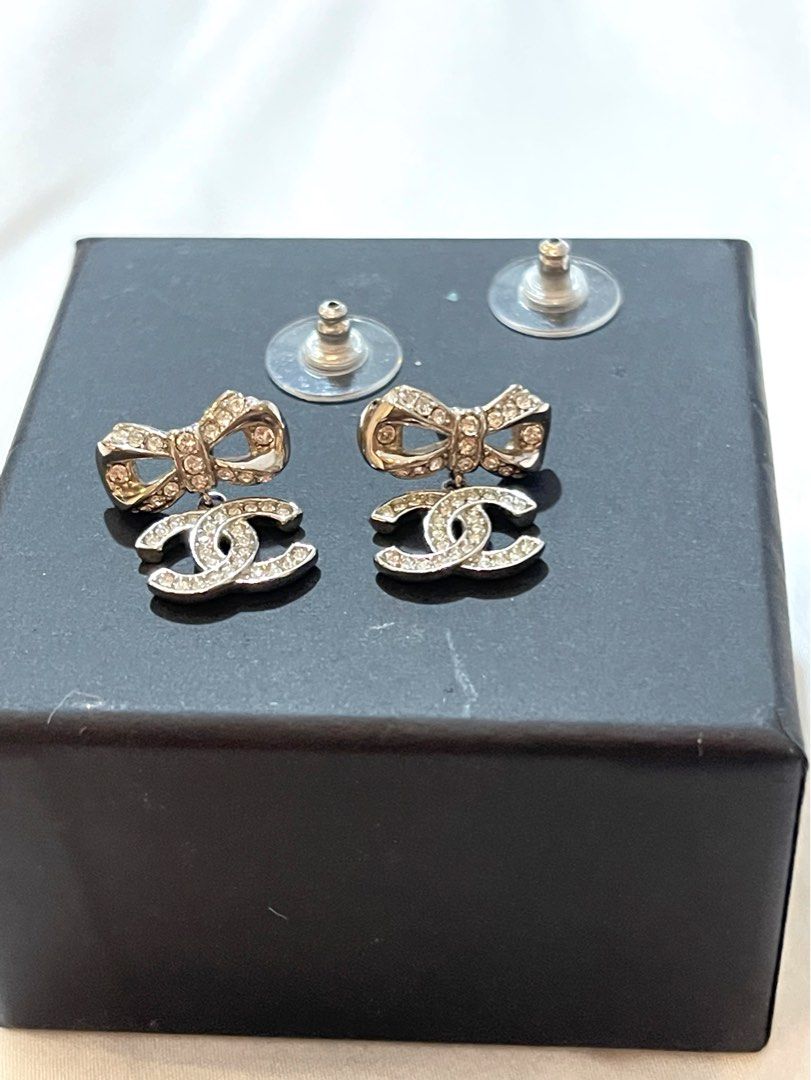 Chanel Crystal Bow Drop Earrings, Women's Fashion, Jewelry & Organisers ...
