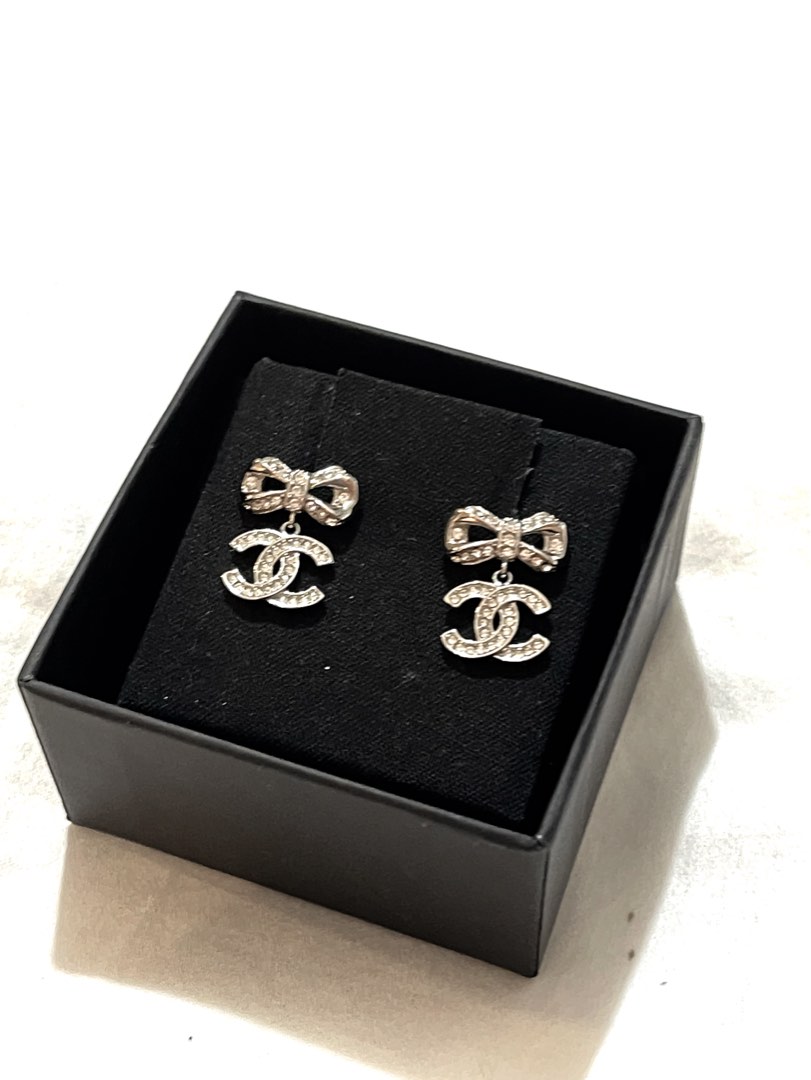 Chanel Crystal Bow Drop Earrings, Women's Fashion, Jewelry & Organisers ...