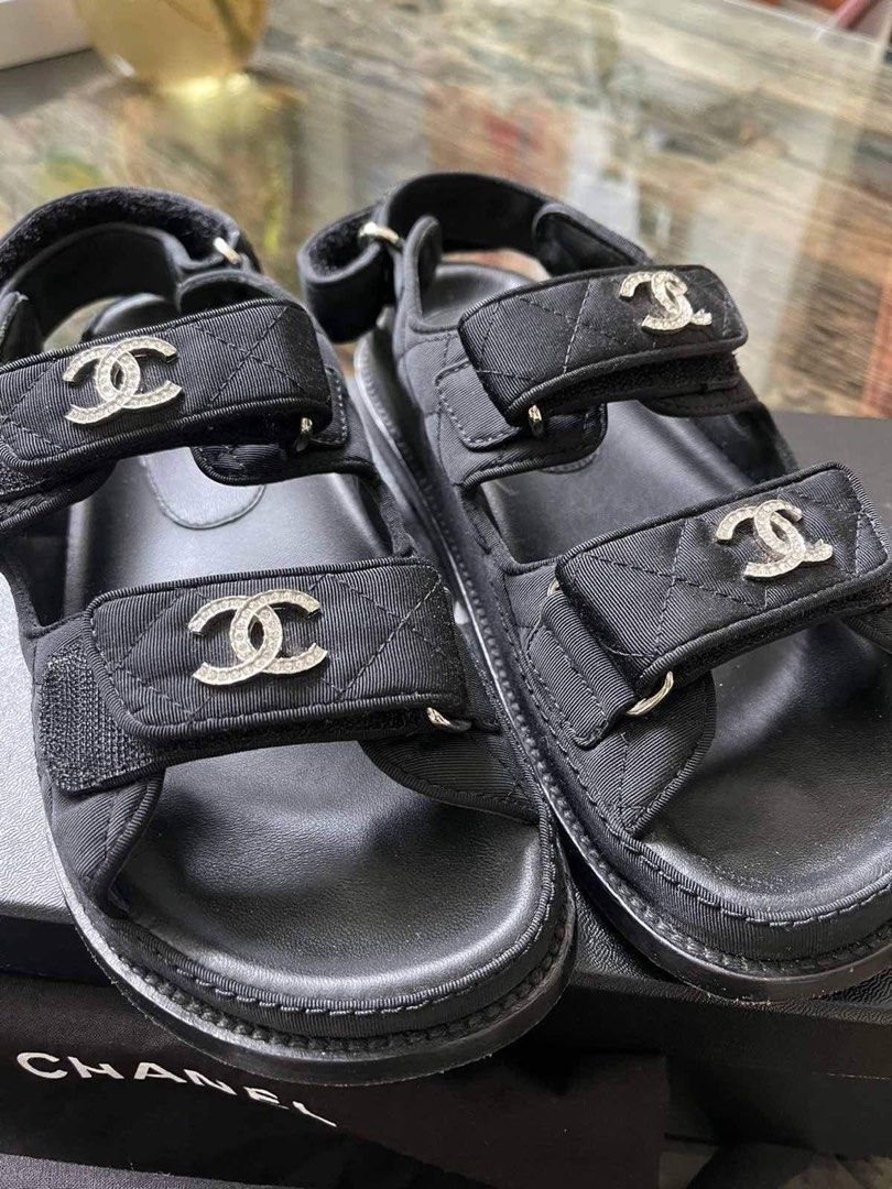 Chanel dad sandals in black, Luxury, Sneakers & Footwear on Carousell