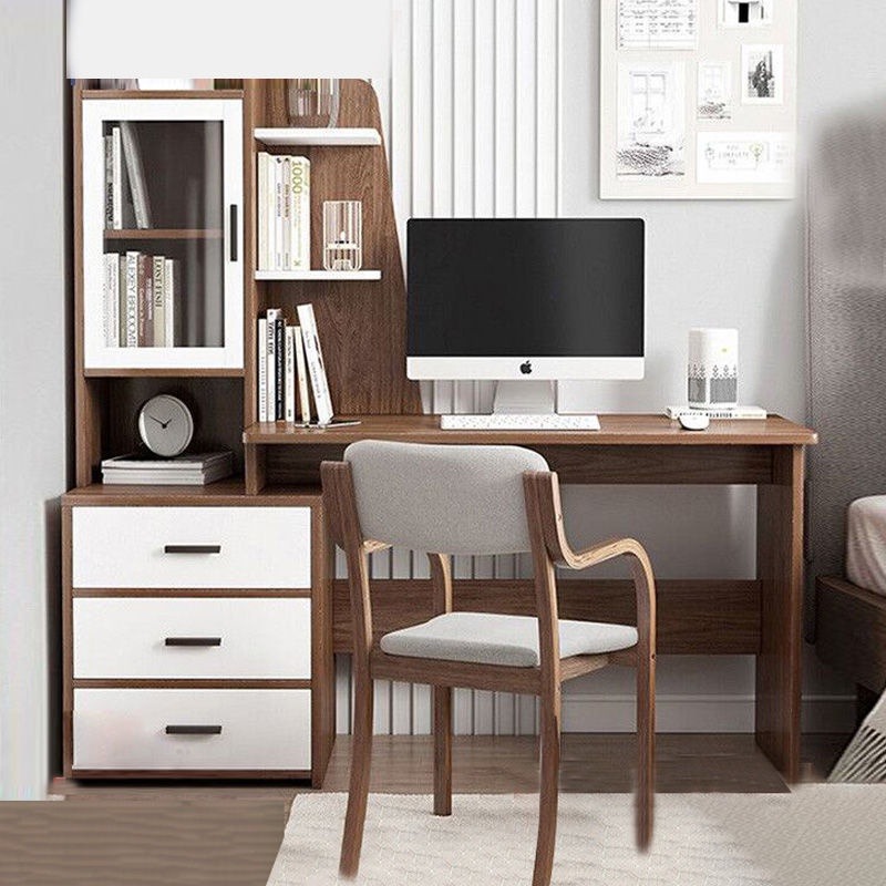 Computer Table Desk With Bookshelf Drawer Cabinet Home Modern ...