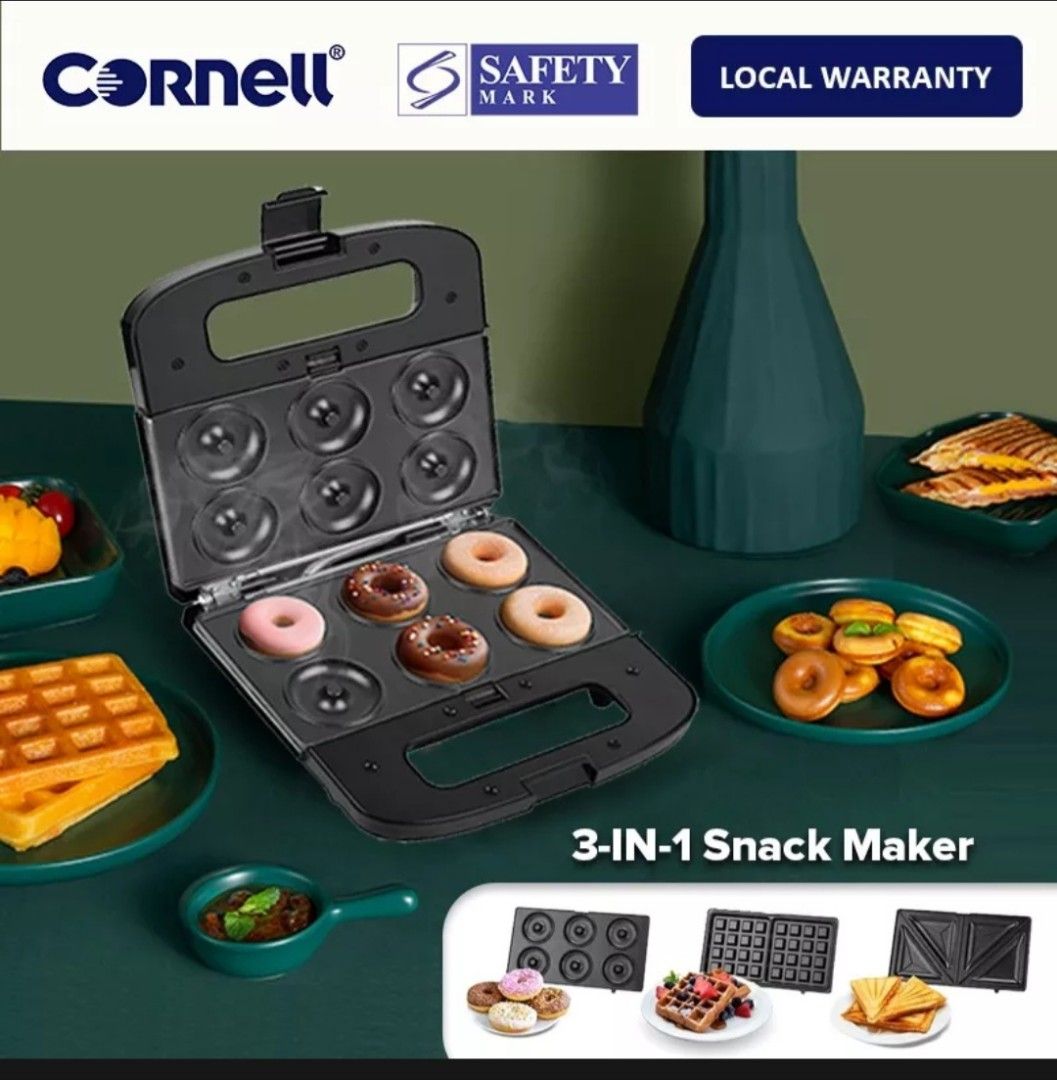 Cornell 3-in-1 sandwich,donut, waffle maker CSME1105S BNIP, TV & Home ...