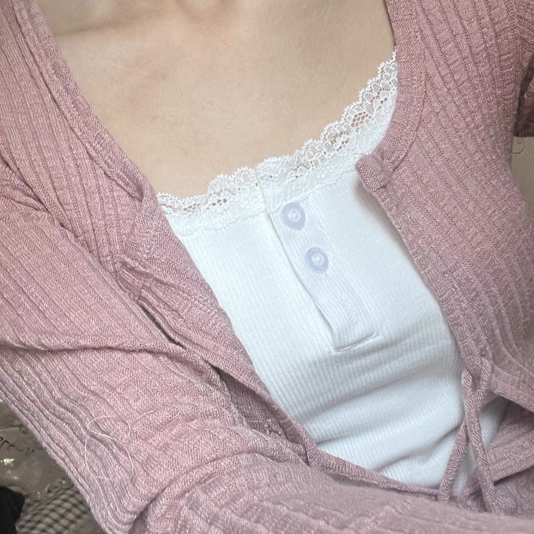 Cute coquette dollette adorable dainty ribbed white lace cami crop top ...