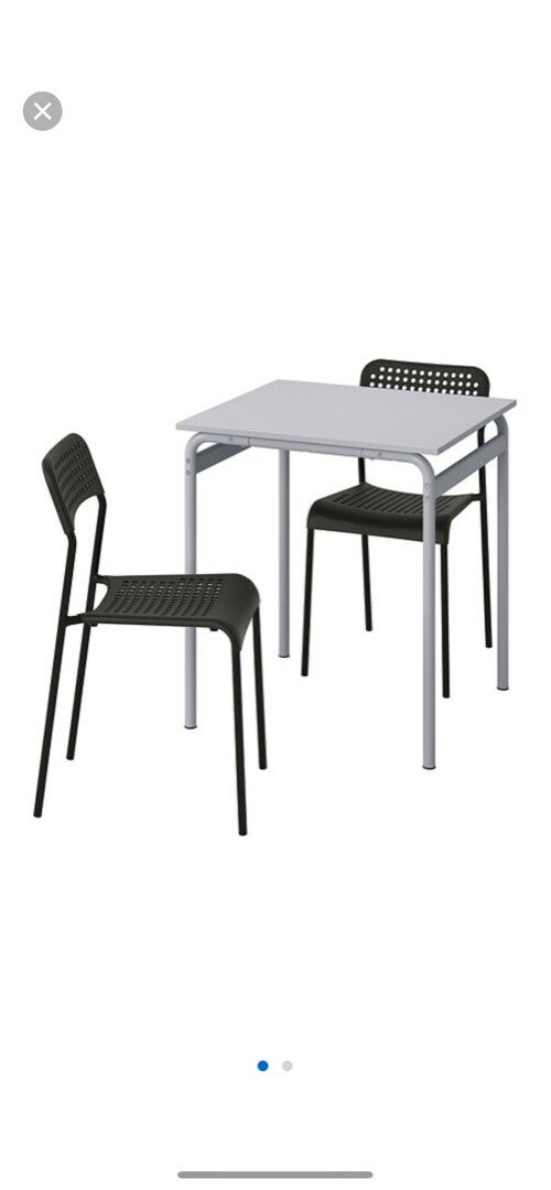 Dining table, GRASALA / ADDE Table and 2 chairs Grey grey/black 67 cm ...