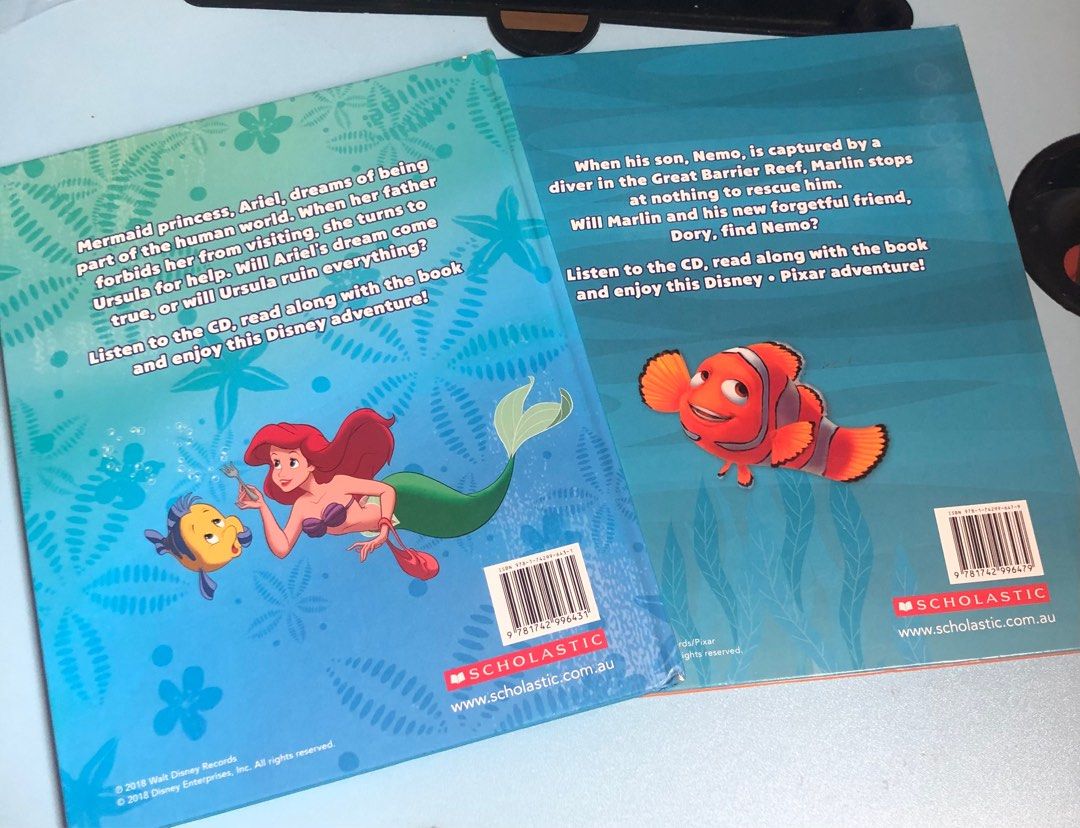 Disney Finding Nemo And The Little Mermaid Read Along Book With Cd On Carousell