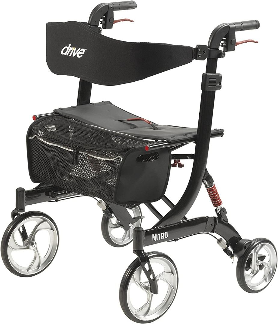 Drive Medical Heavy Duty Nitro Euro Style Walker Rollator, Black ...