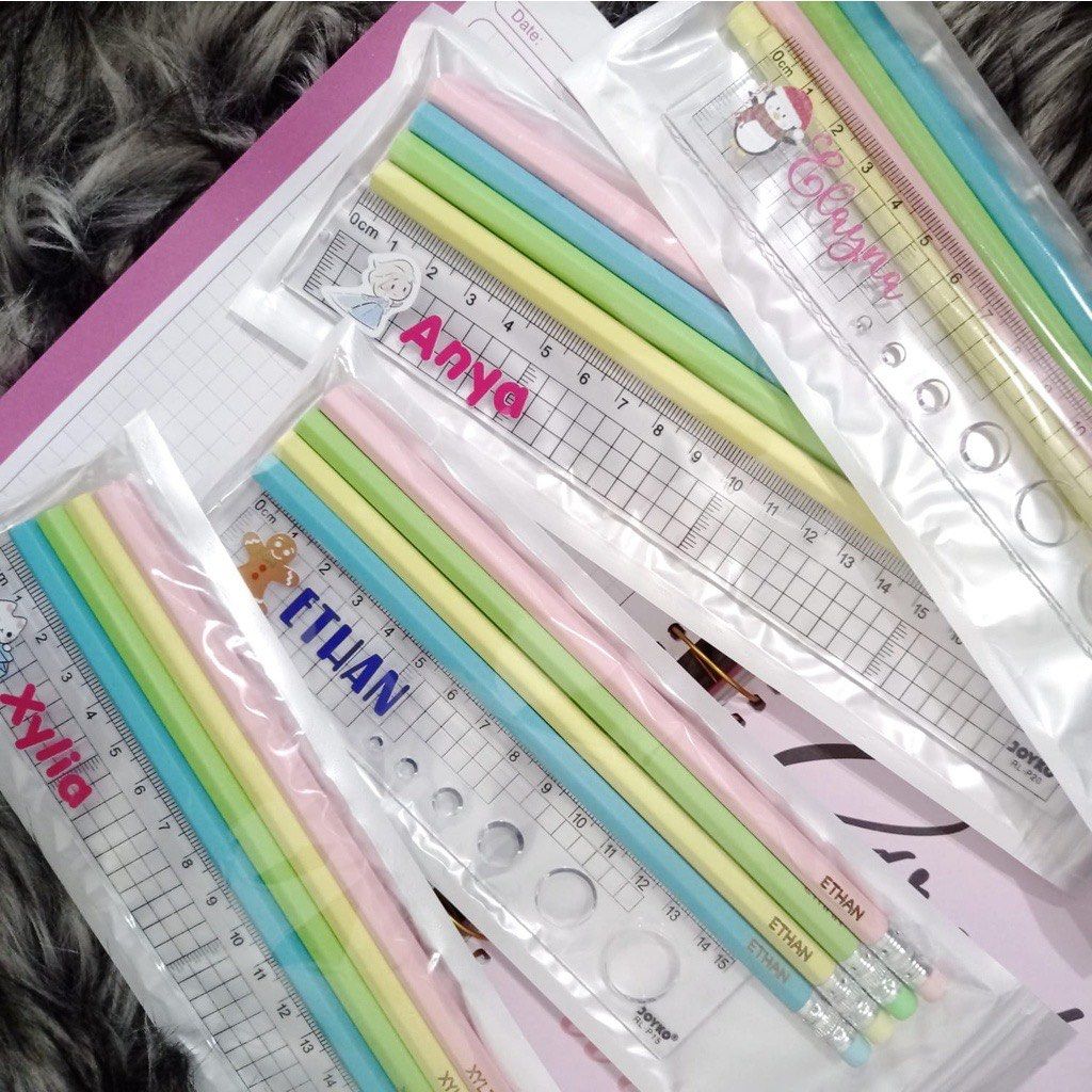 Engraved Pencil & Ruler Customised Gift Goodie Bag Birthday Set ...