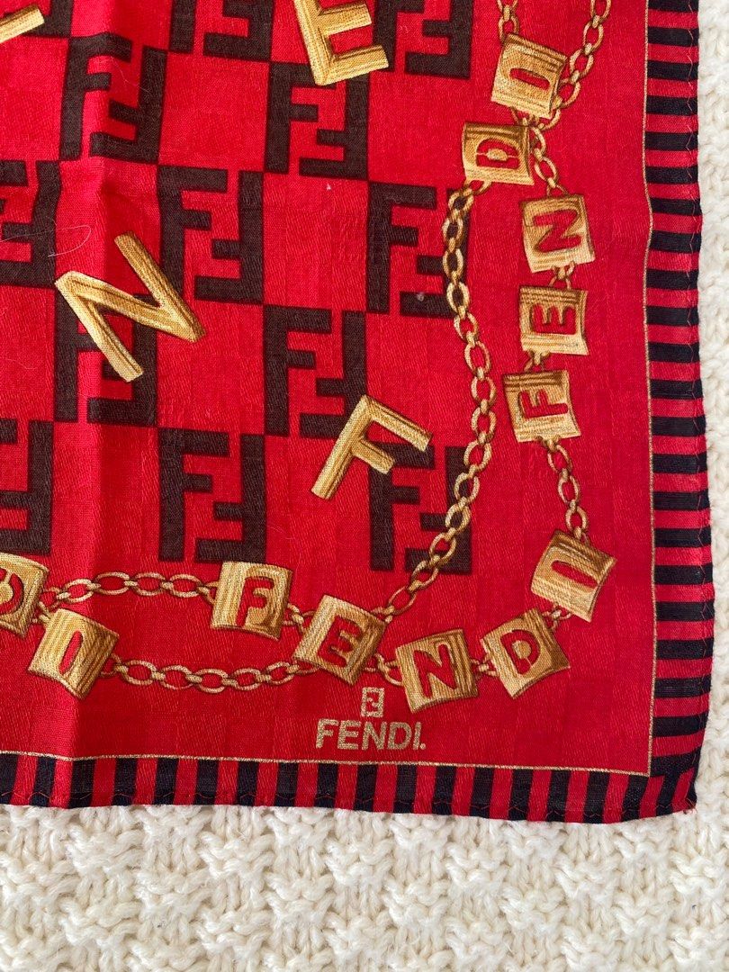 Fendi vintage scarf authentic red, Luxury, Accessories on Carousell