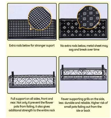 Flower Pot Plant Hanging Rack - Balcony Garden Metal Railing Stand HDB ...