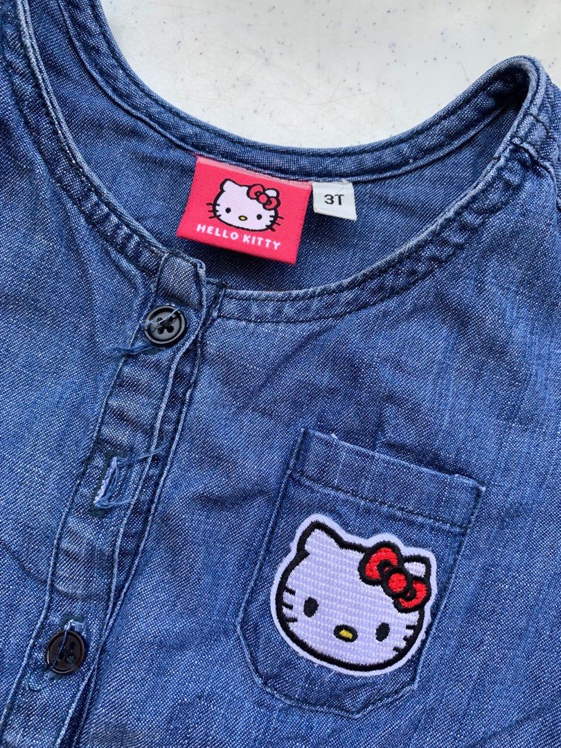 Hello Kitty Denim Dress, Babies & Kids, Babies & Kids Fashion on Carousell
