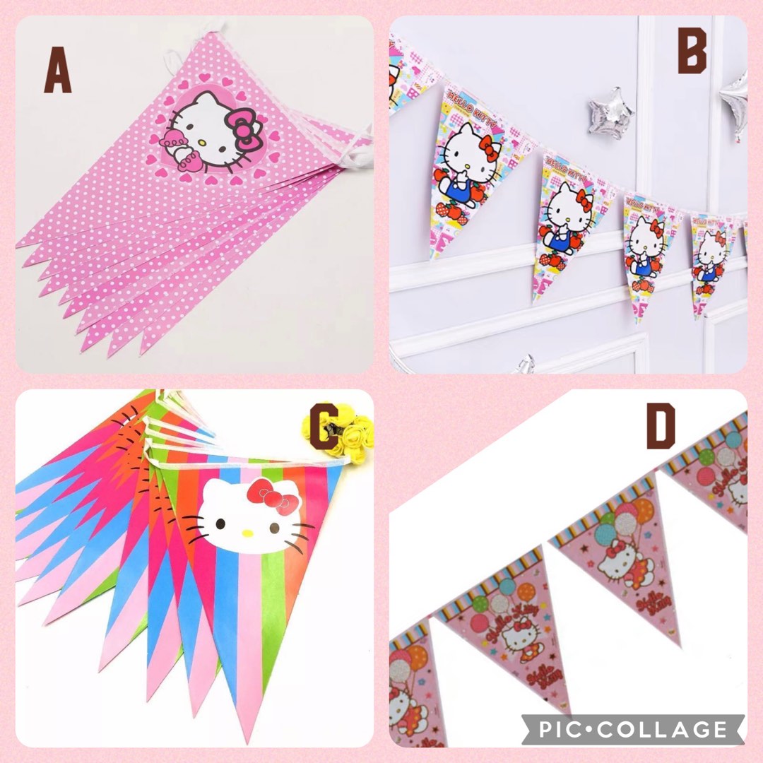 Hello Kitty party supplies - triangle flag banner / birthday banner ...