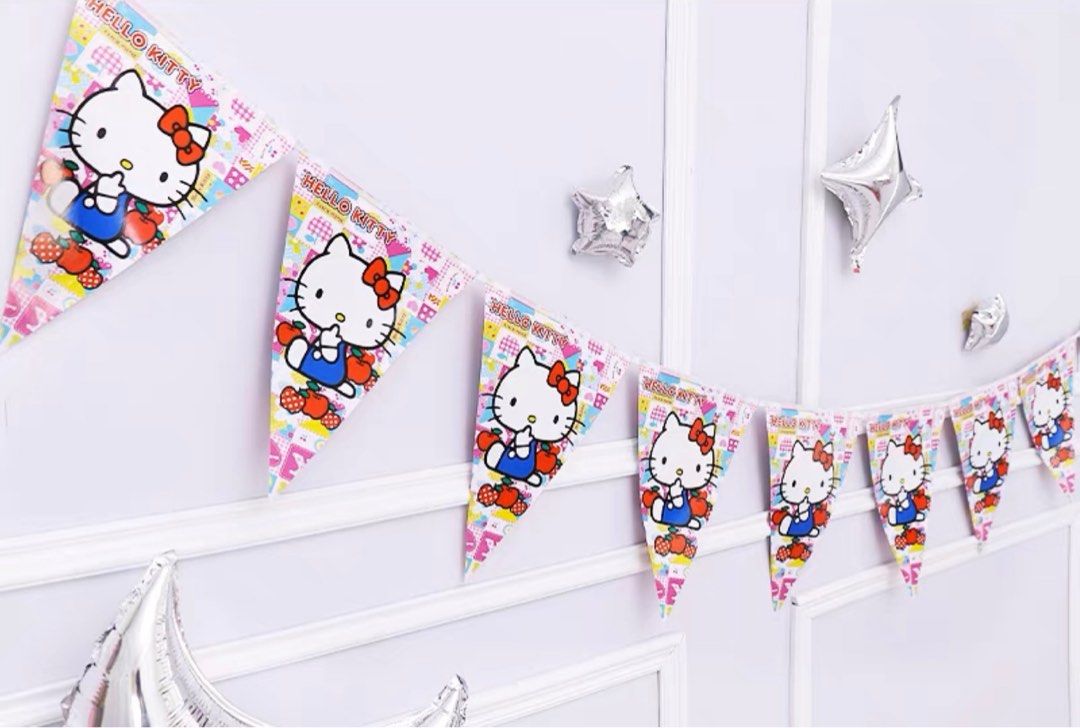 Hello Kitty party supplies - triangle flag banner / birthday banner ...