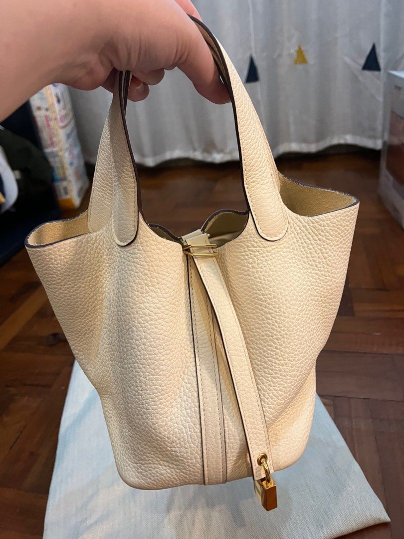 Hermes Picotin 18 lock Nata GHW, Luxury, Bags & Wallets on Carousell