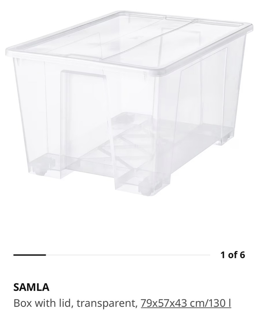 Ikea Samla 130L box w lid and wheels, Furniture & Home Living, Home Improvement & Organisation ...
