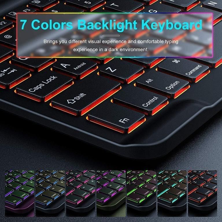 INFILAND Backlit RGB Bluetooth Keyboard Case for Galaxy Tab A7, Multi ...