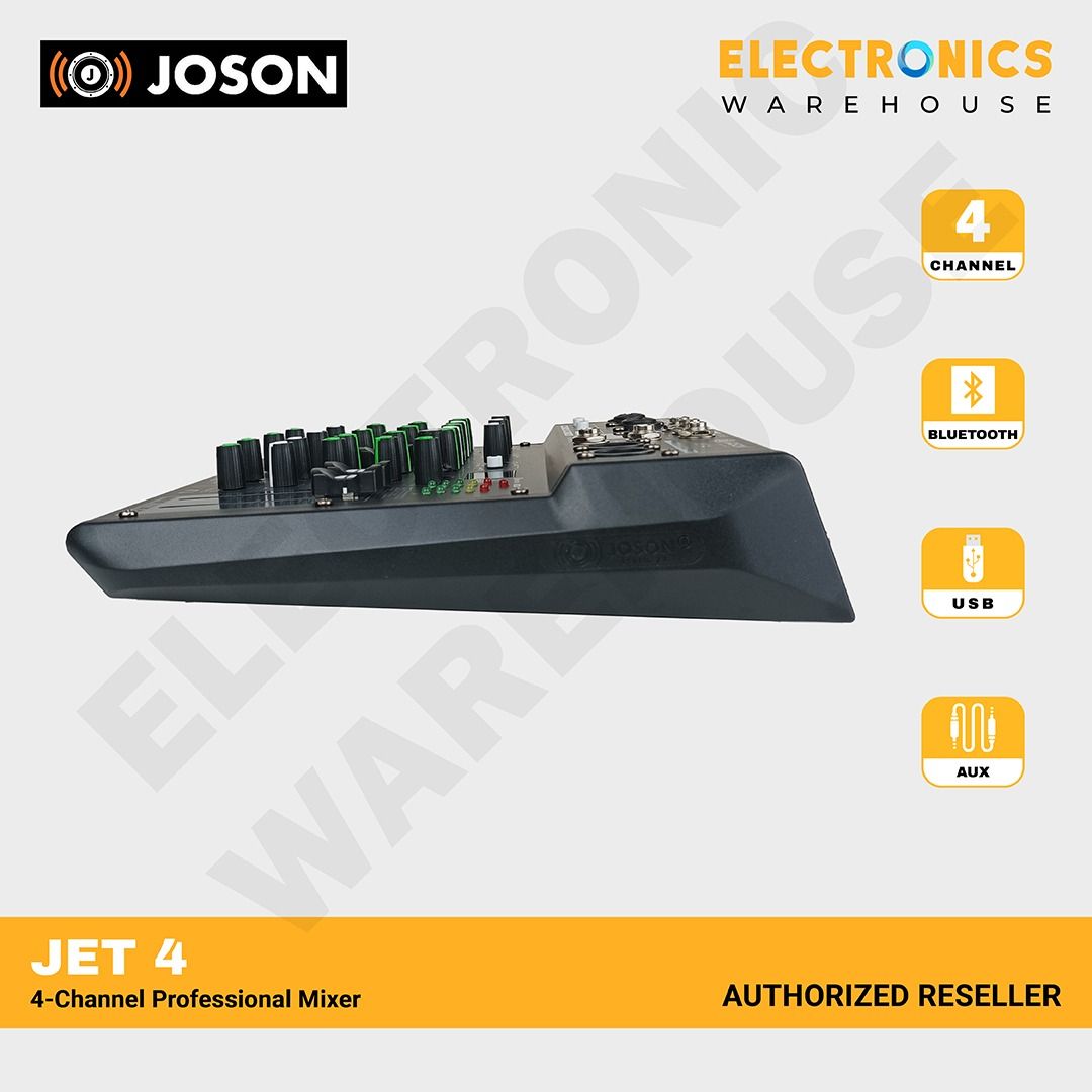 Joson Jet 4 Professional Mixer, 4-Channel Mixing Console and Aux Paths ...