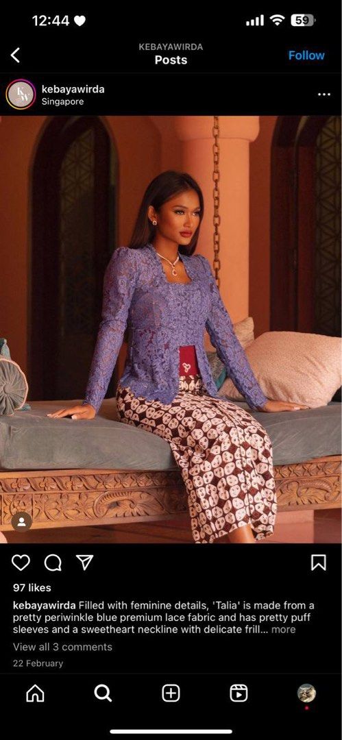kebaya wirda, Women's Fashion, Tops, Blouses on Carousell