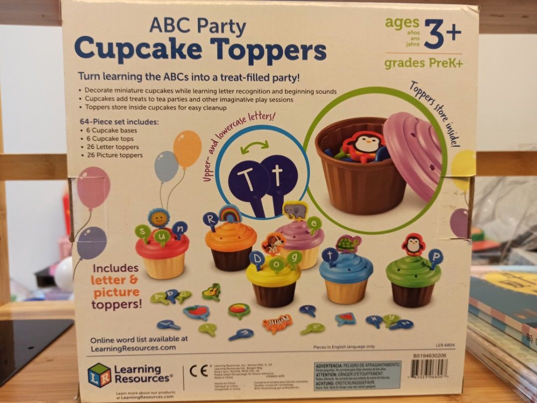 Learning Resources ABC Party Cupcake Toppers, 興趣及遊戲, 玩具 & 遊戲類 - Carousell