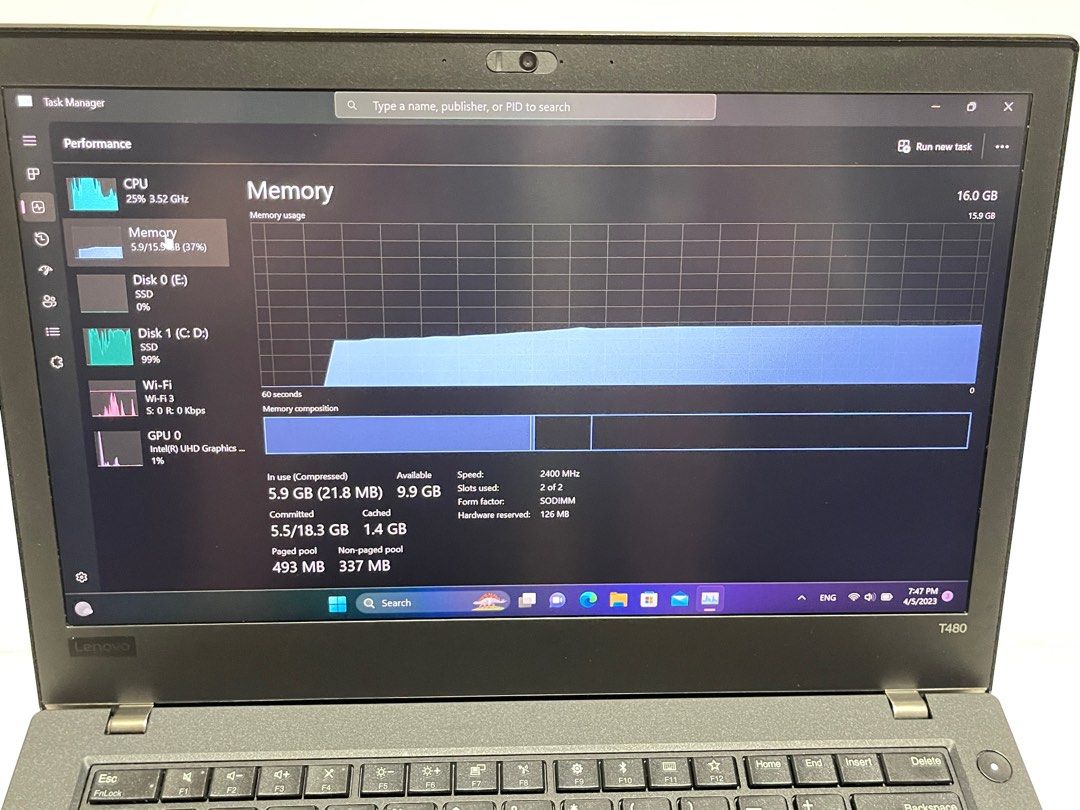 Lenovo Thinkpad T480 i5-8350U 256GB + 1TB NVMe SSD + 16GB RAM ...
