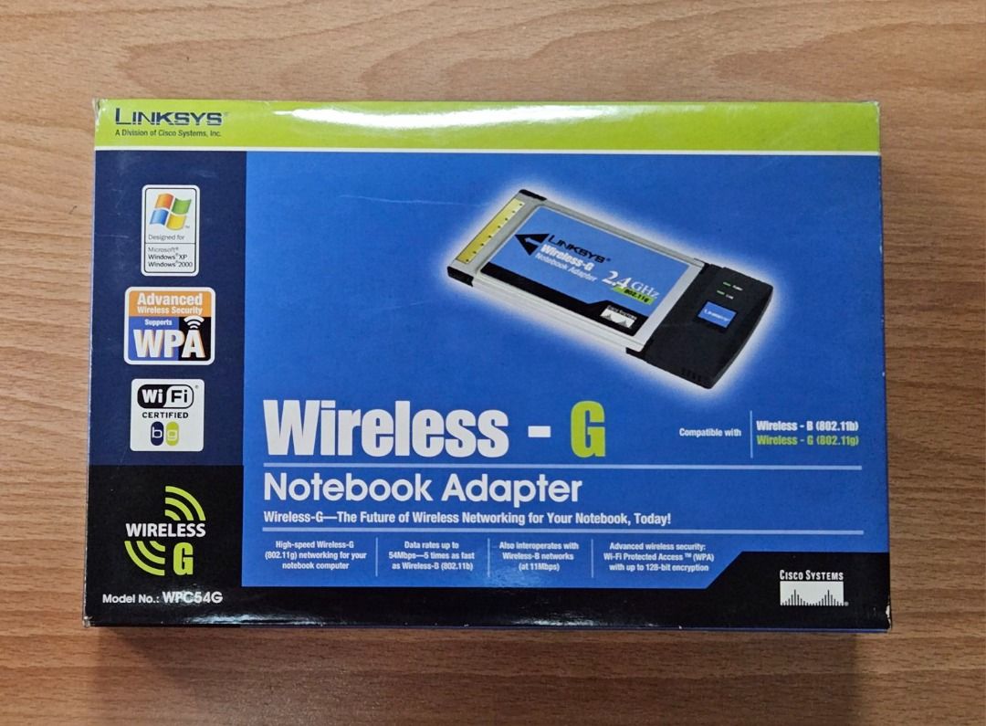 Linksys Wireless-G Notebook Adapter 2.4 GHz 802.11g WPC54G Ver. 2 with ...