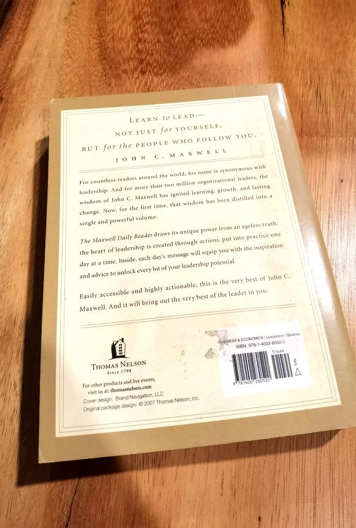 Maxwell Daily Reader Book By John C Maxwell, Hobbies & Toys, Books ...