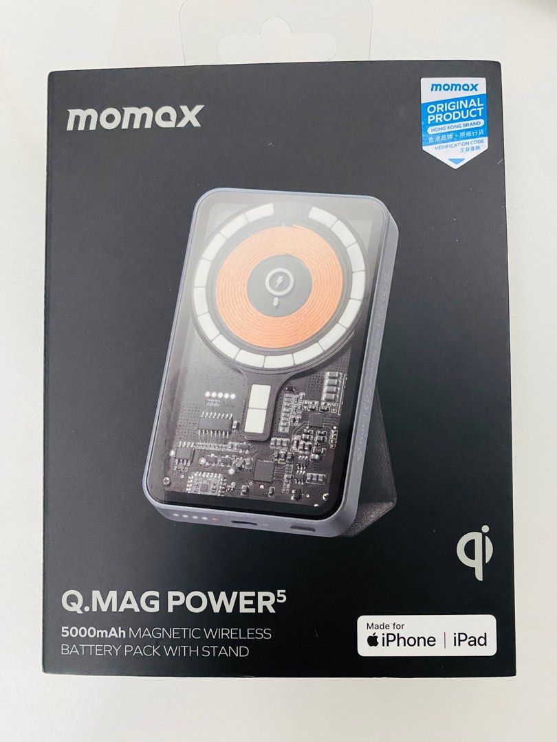 Momax magnetic wireless battery pack with stand, 手提電話, 電話及其他裝置配件, 電池及 ...