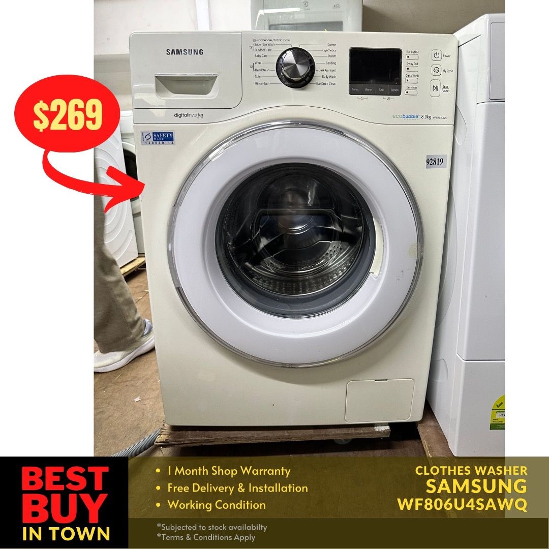 MUST BUY! SAMSUNG 8KG Front- Loader Washing Machine WF806U4SAWQ-1 ...