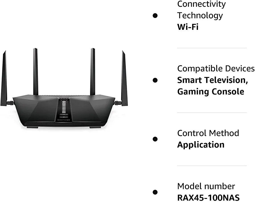 Netgear Nighthawk AX6 6-Stream AX4300 WiFi 6 Router (RAX45-100NAS ...