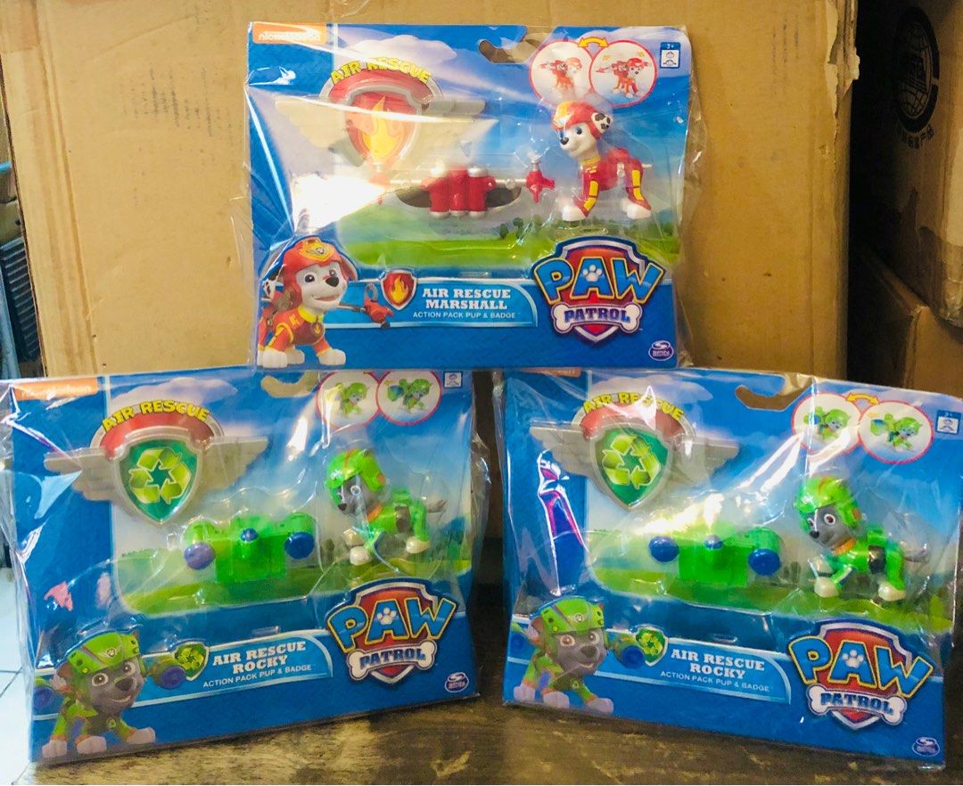 Paw Patrol Air Rescue Action Pup Pack & Badge (Rocky / Marshall) on ...