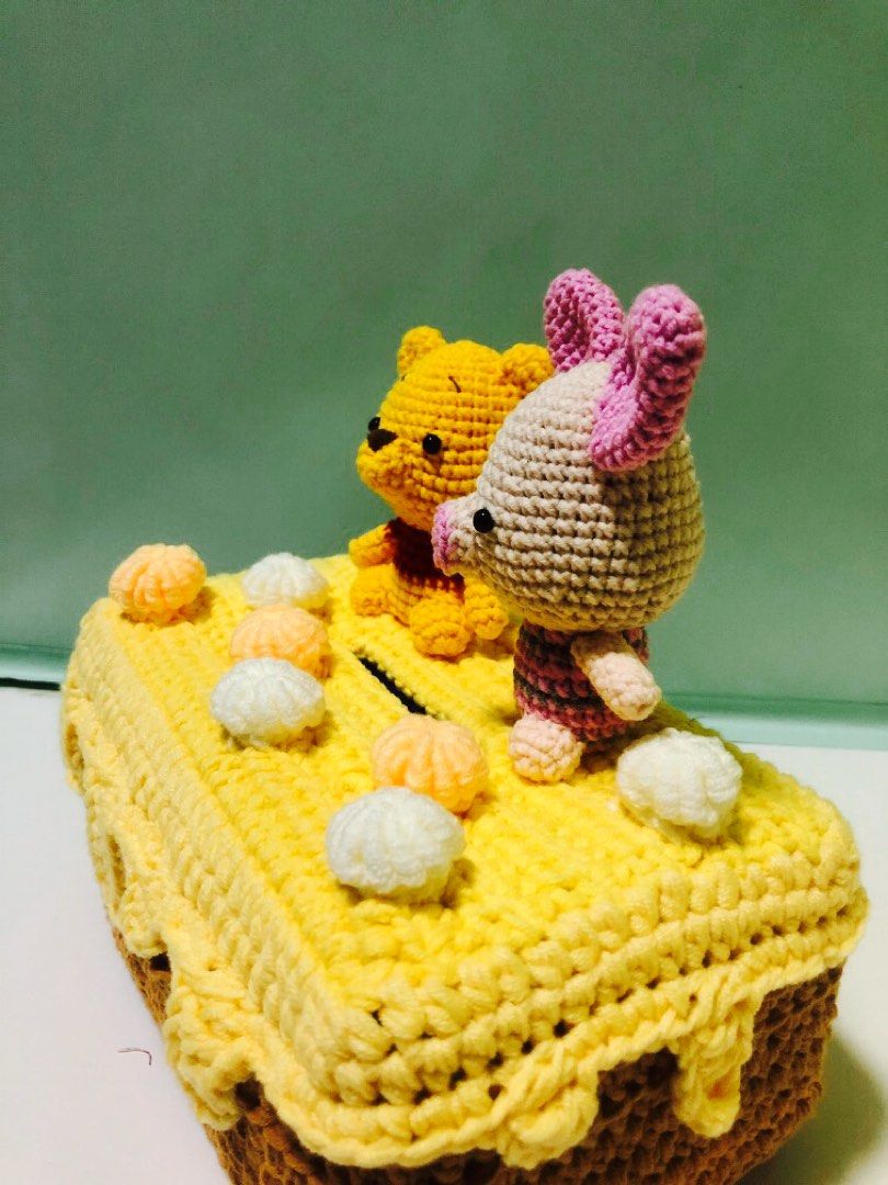 Pooh & piglet crochet tissue box cover, Hobbies & Toys, Stationery ...