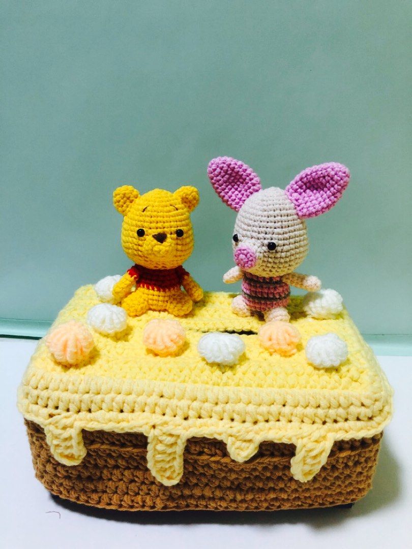 Pooh & piglet crochet tissue box cover, Hobbies & Toys, Stationery ...