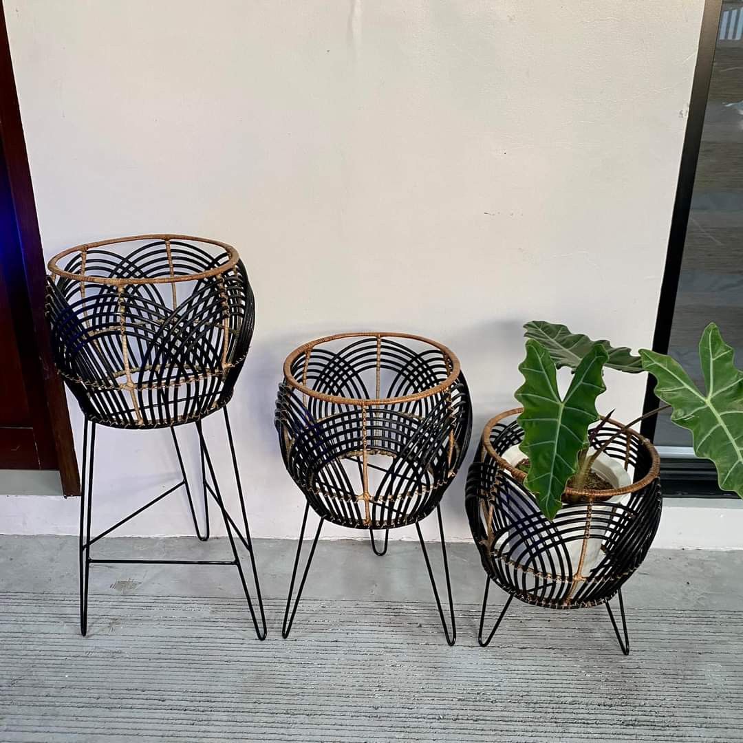 #PS08 Black Plant Stand | Rattan | Plantita Modern Plant Stand | Team ...