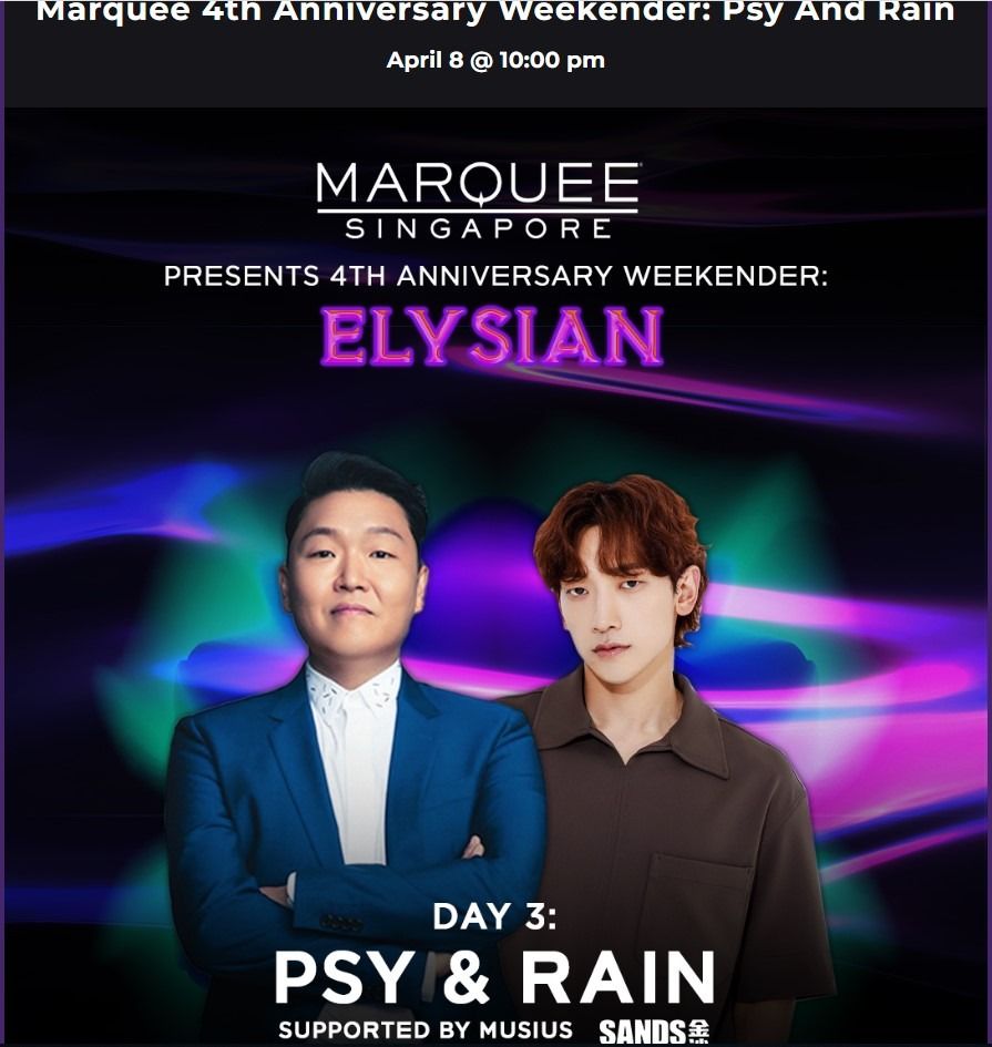 Psy Rain marquee ticket on 8 April, 2023, Tickets & Vouchers, Event ...