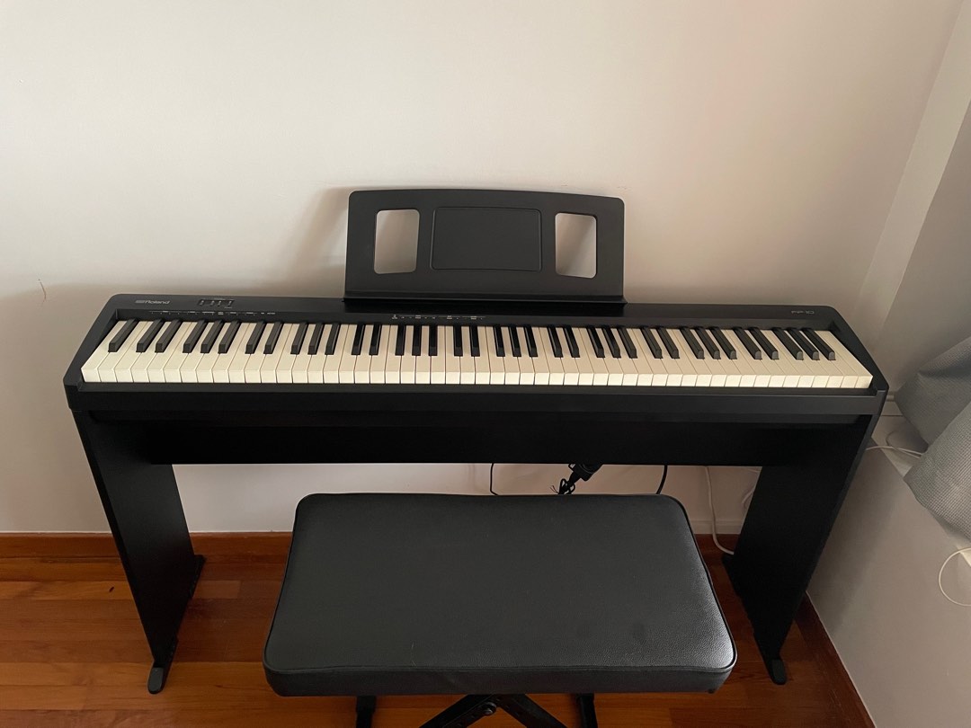 Roland FP-10 keyboard with wooden stand and accessories, Hobbies & Toys ...