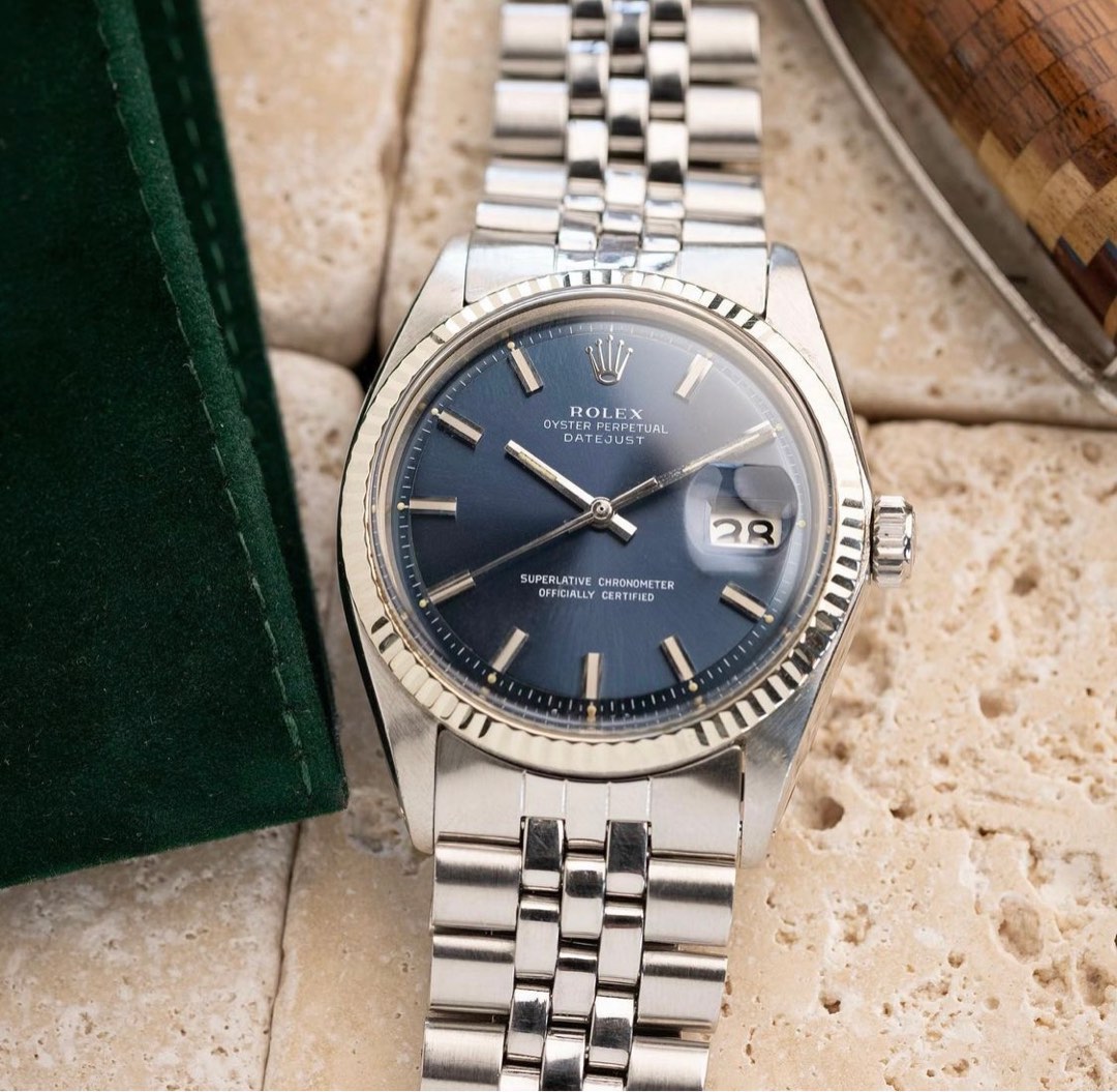 Rolex 1601 blue sigma dial wideboy , Luxury, Watches on Carousell