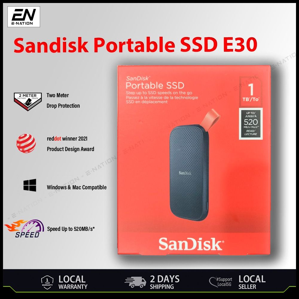 Sandisk Portable SSD E30 1TB, Computers & Tech, Parts & Accessories, Hard Disks & Thumbdrives on ...